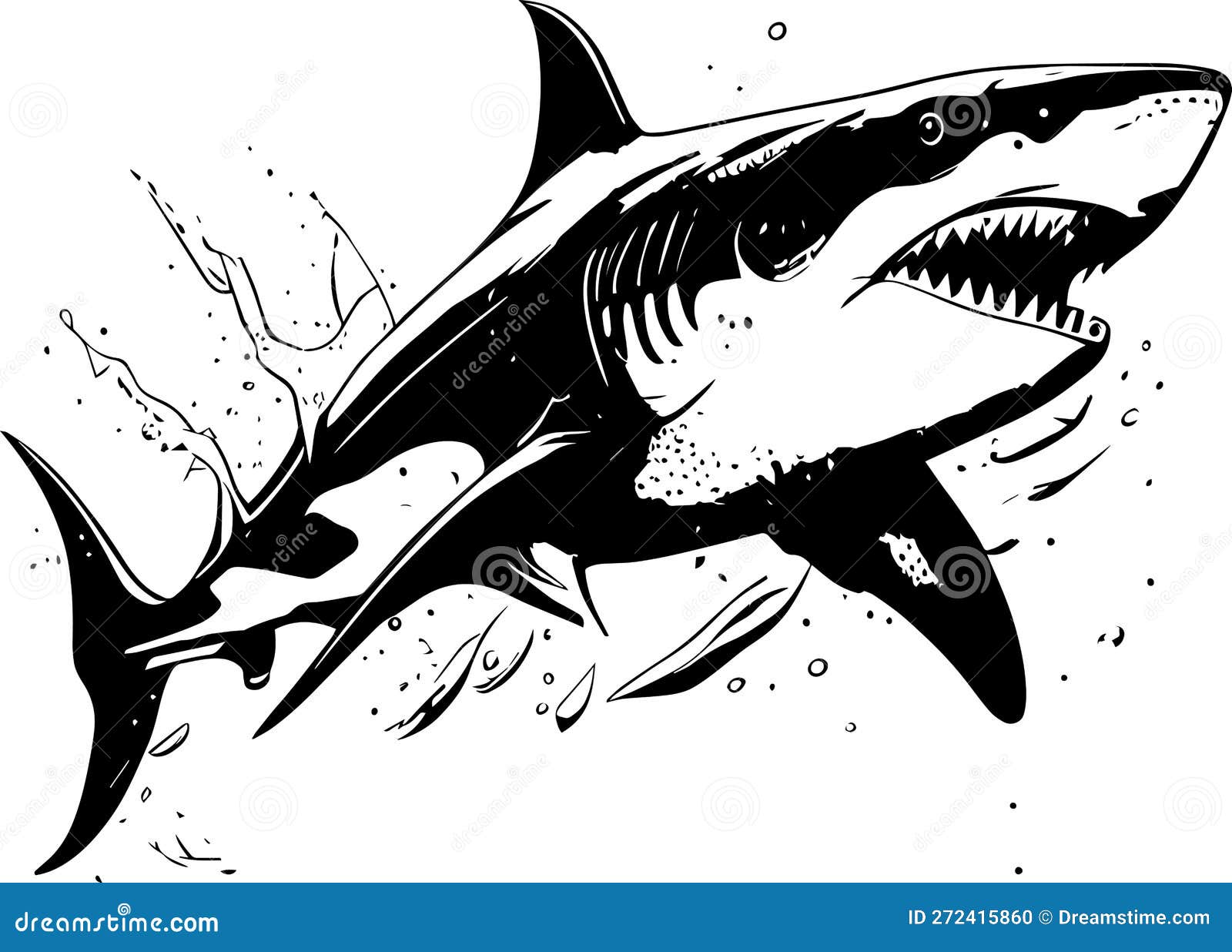 Great White Shark Logo Monochrome Design Stock Vector - Illustration of ...