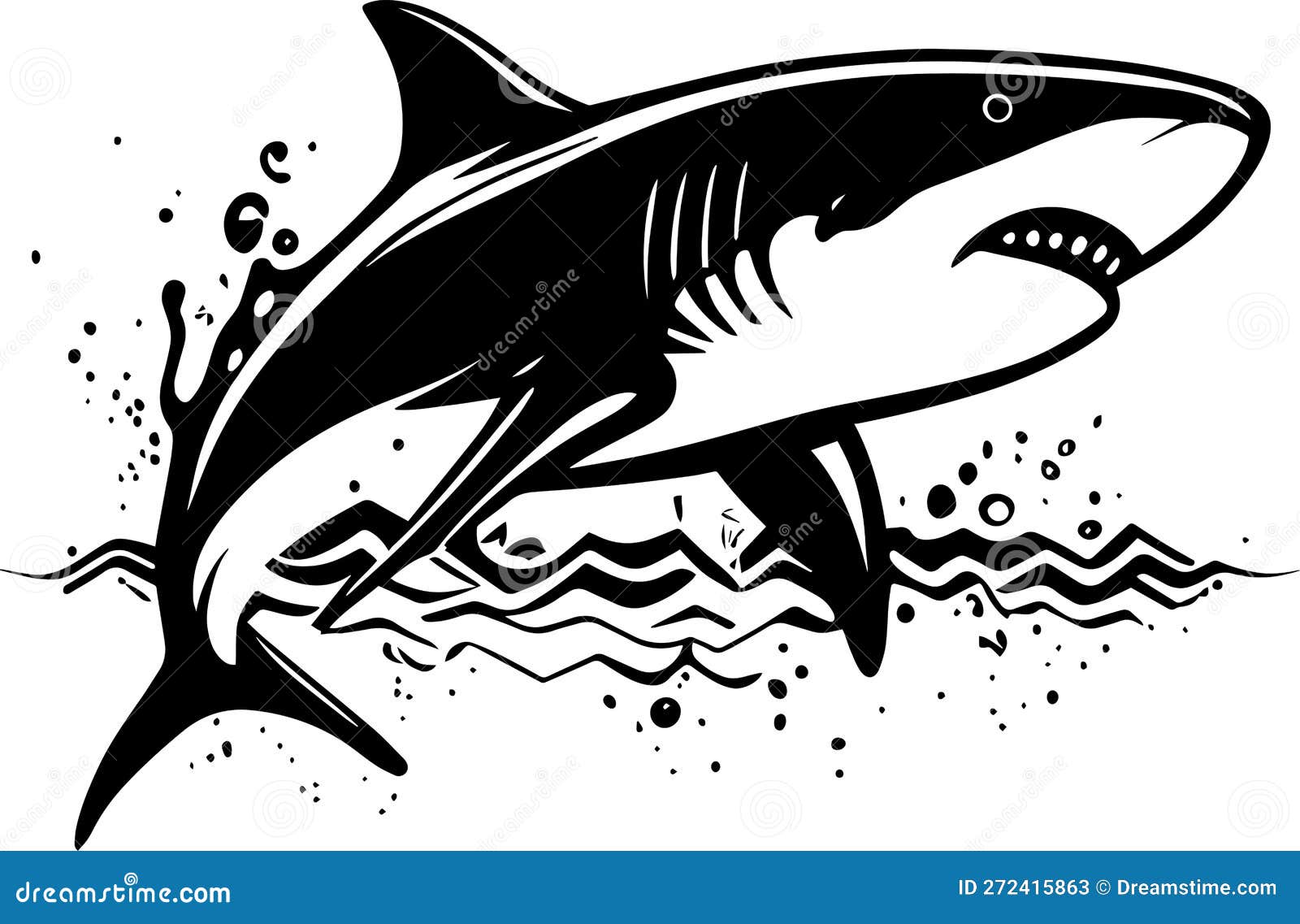 Great White Shark Logo Monochrome Design Stock Vector - Illustration of ...