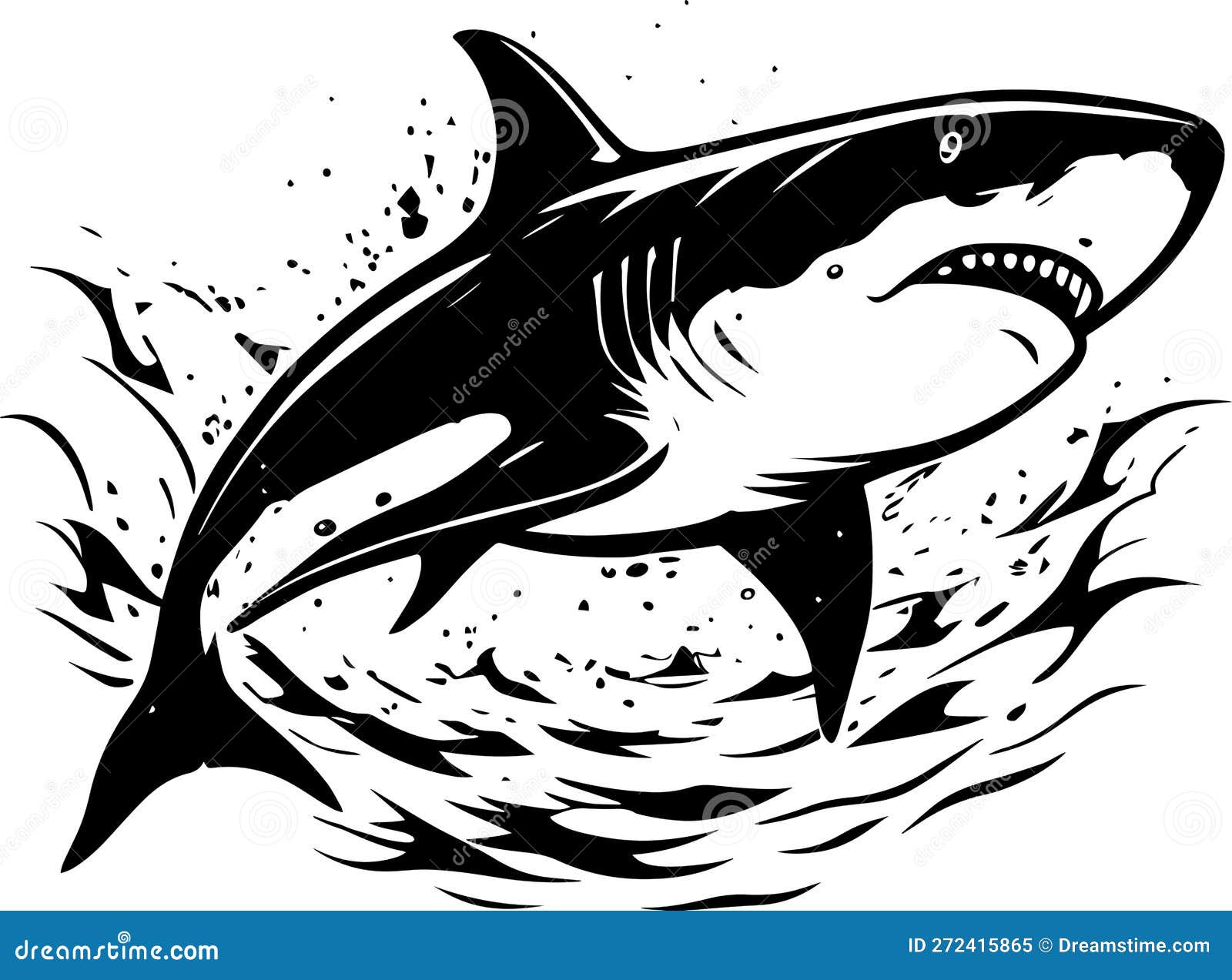 Great White Shark Logo Monochrome Design Stock Vector - Illustration of ...