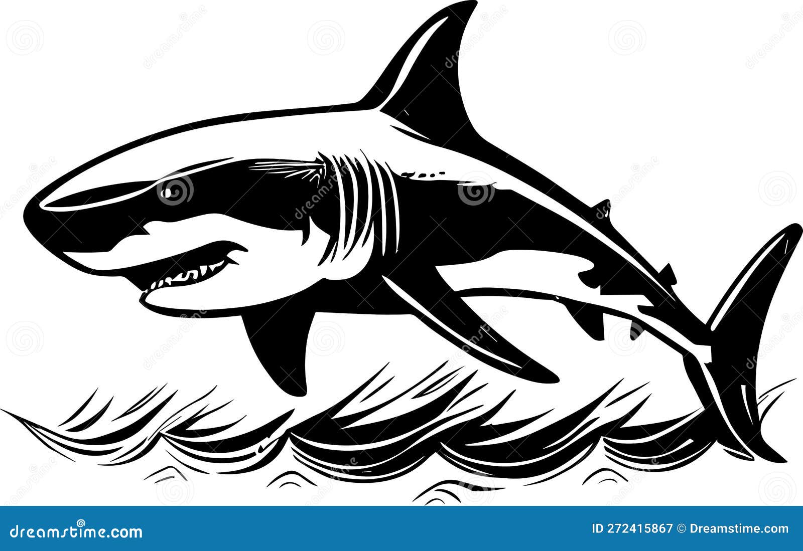 Great White Shark Logo Monochrome Design Stock Vector - Illustration of ...