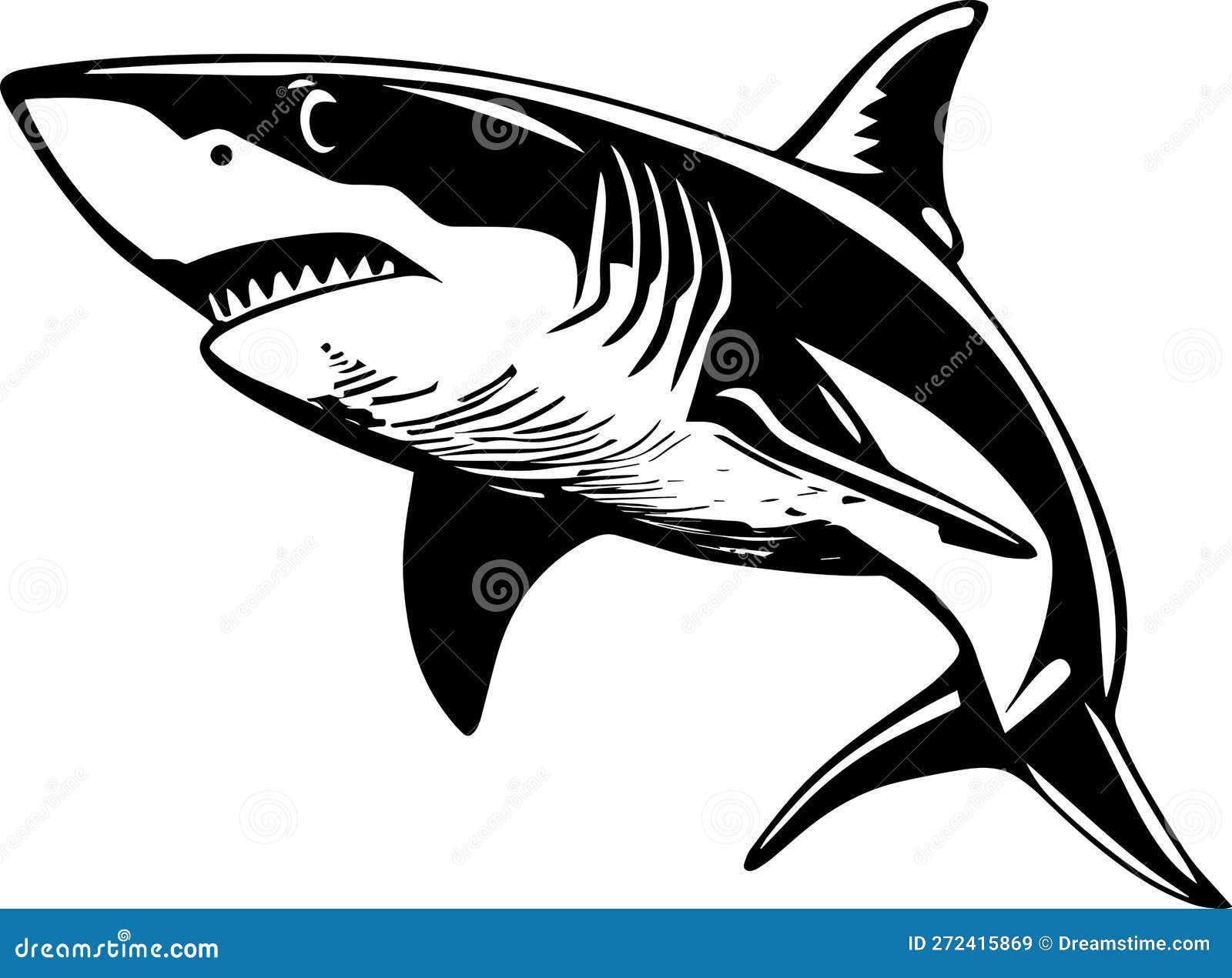 Great White Shark Logo Monochrome Design Stock Vector - Illustration of ...