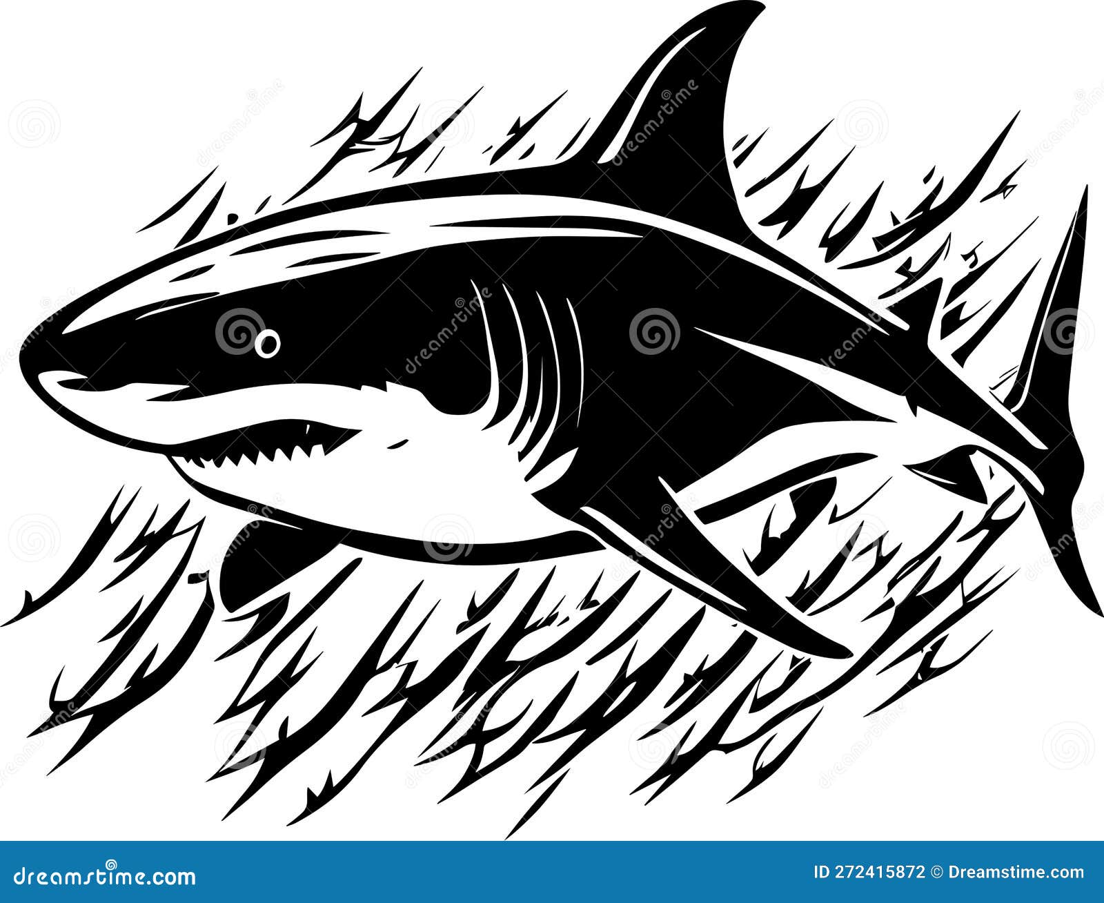 Great White Shark Logo Monochrome Design Stock Vector - Illustration of ...
