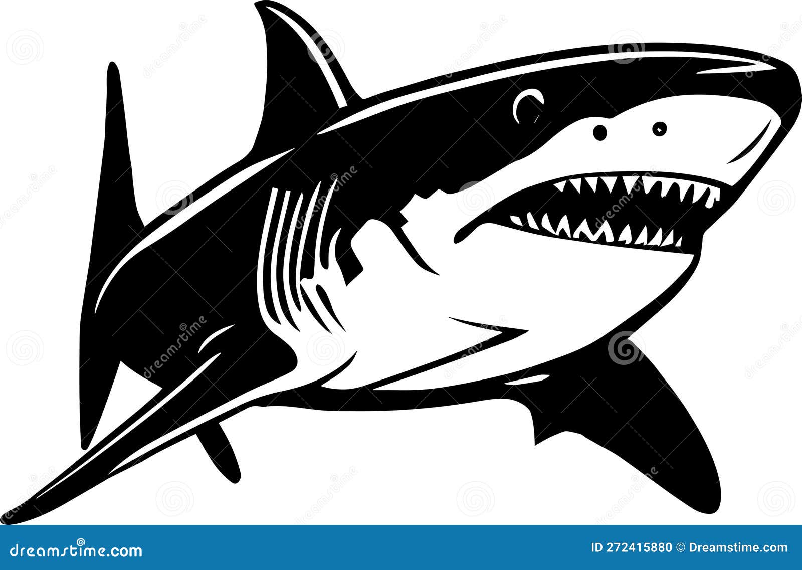 Great White Shark Logo Monochrome Design Stock Vector - Illustration of ...