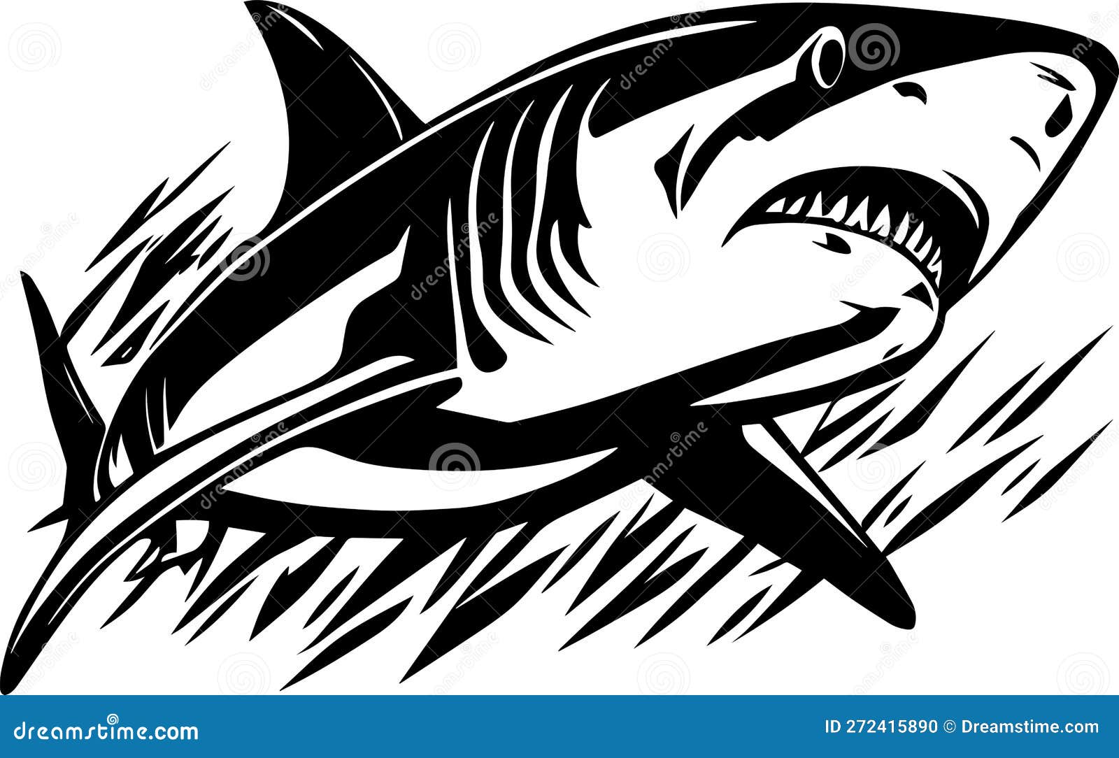 Great White Shark Logo Monochrome Design Stock Vector - Illustration of ...