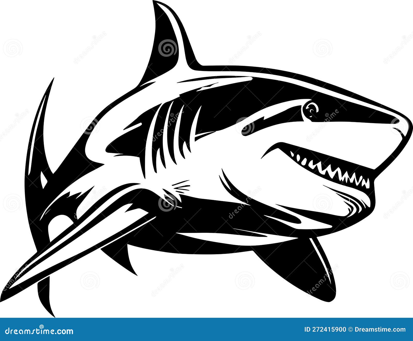Great White Shark Logo Monochrome Design Stock Vector - Illustration of ...