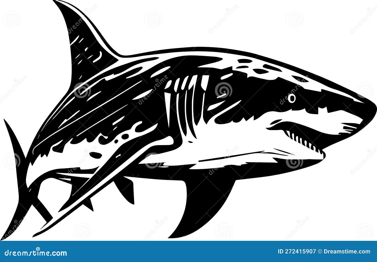 Great White Shark Logo Monochrome Design Stock Vector - Illustration of ...