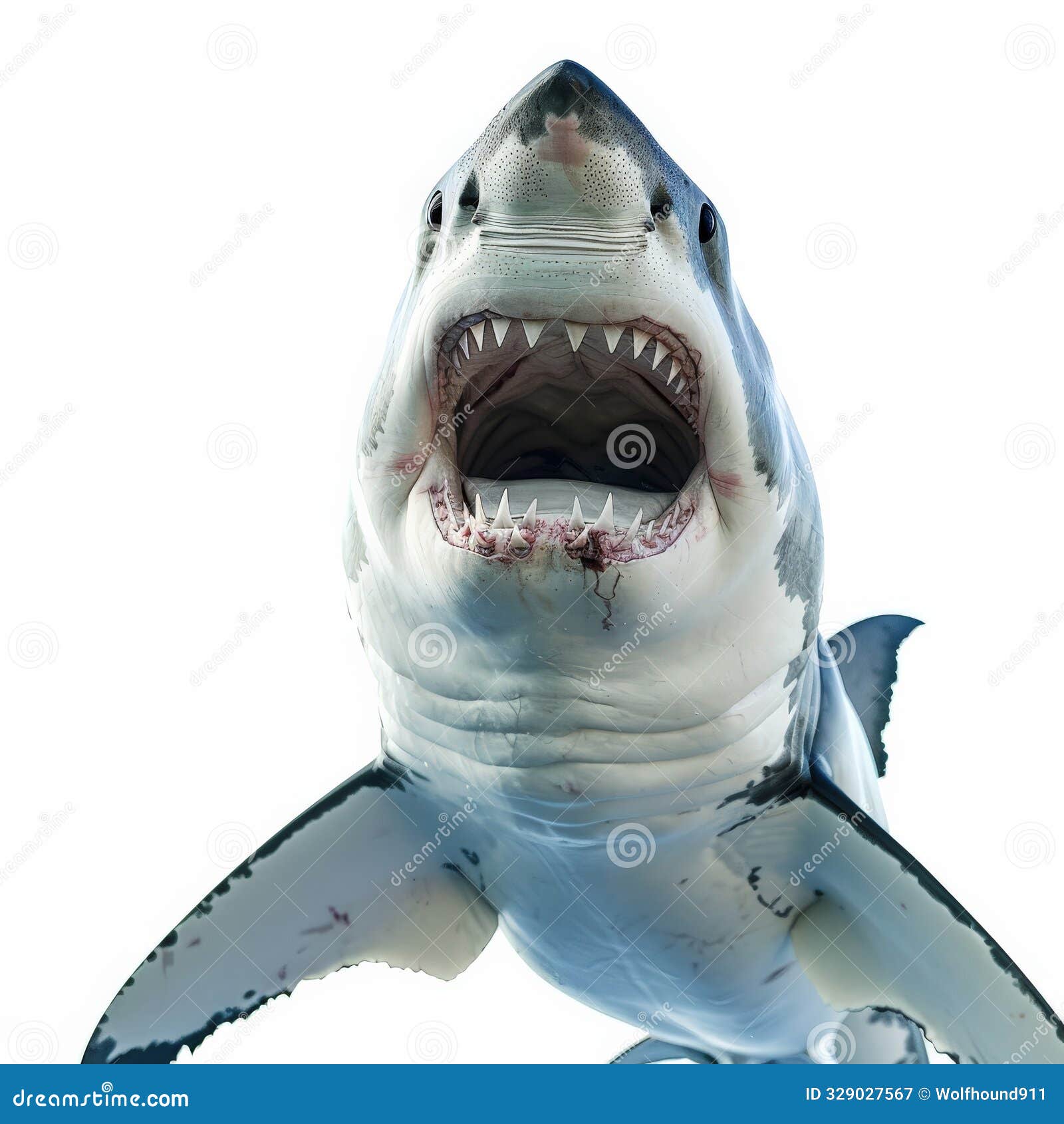 A Great White Shark with Sharp Teeth and Sleek Body, Isolated on White ...
