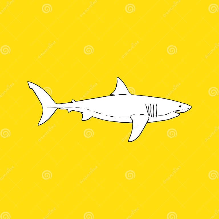 Great White Shark Side View Hand Drawn Stock Vector Illustration Of Predator Danger 283174301