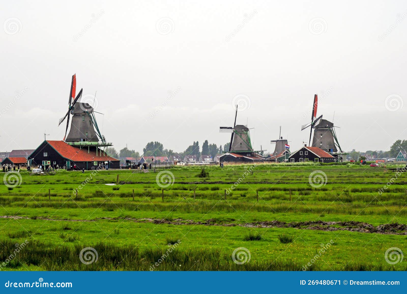 Windmill of Netherland in Coast Stock Image - Image of cathedral, stand ...