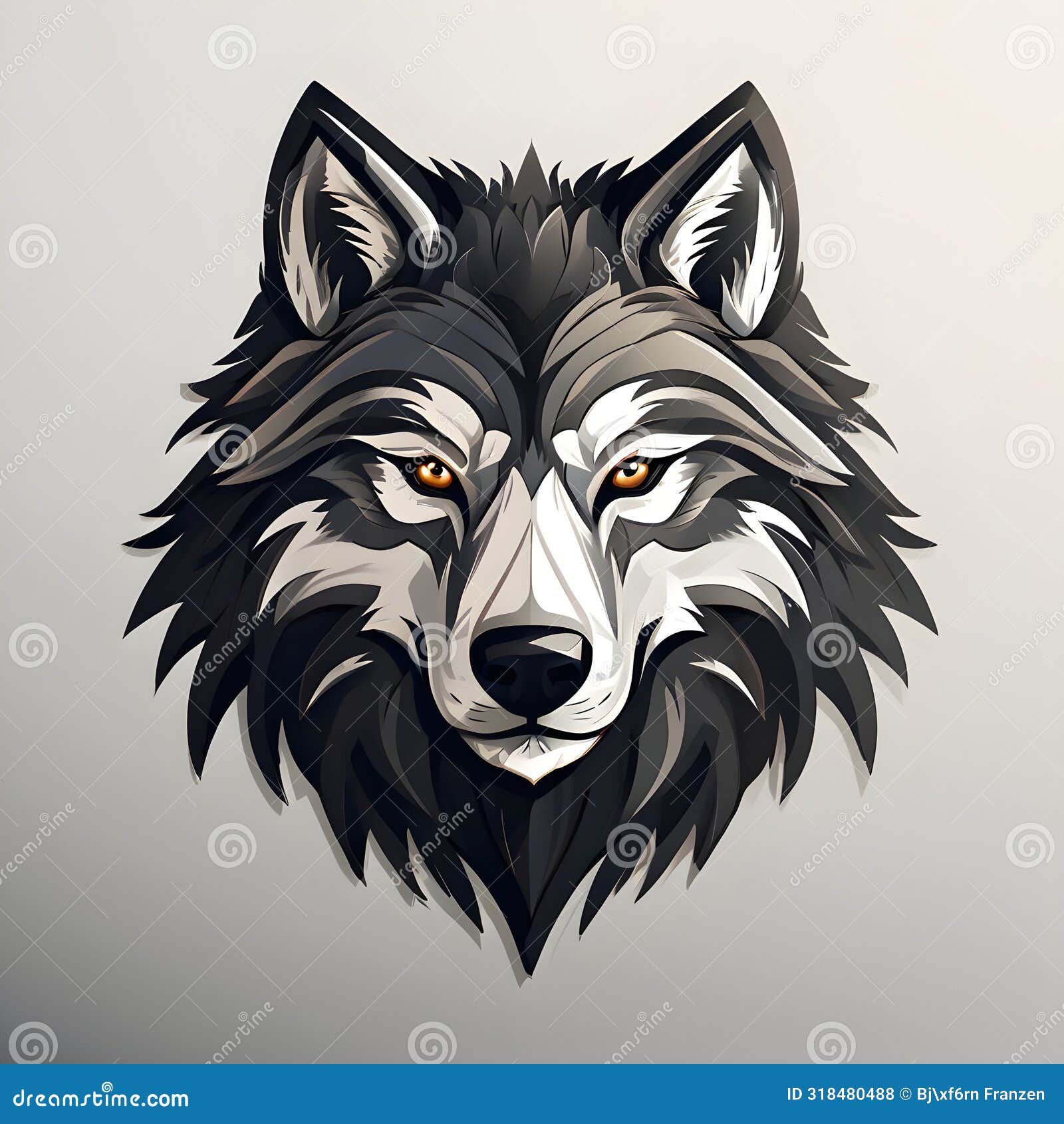 Cool Wolf Logo stock illustration. Illustration of loneliness - 318480488