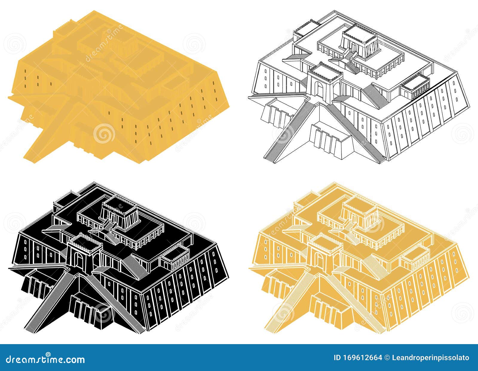 The Great Ziggurat at Ur in Perspective View Stock Vector ...