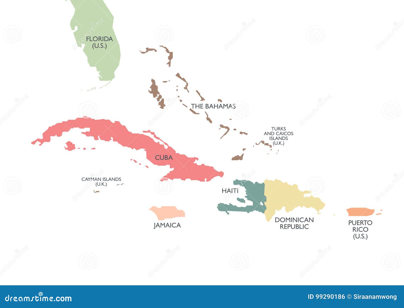 Greater Antilles Political Map Vector Illustration | CartoonDealer.com ...