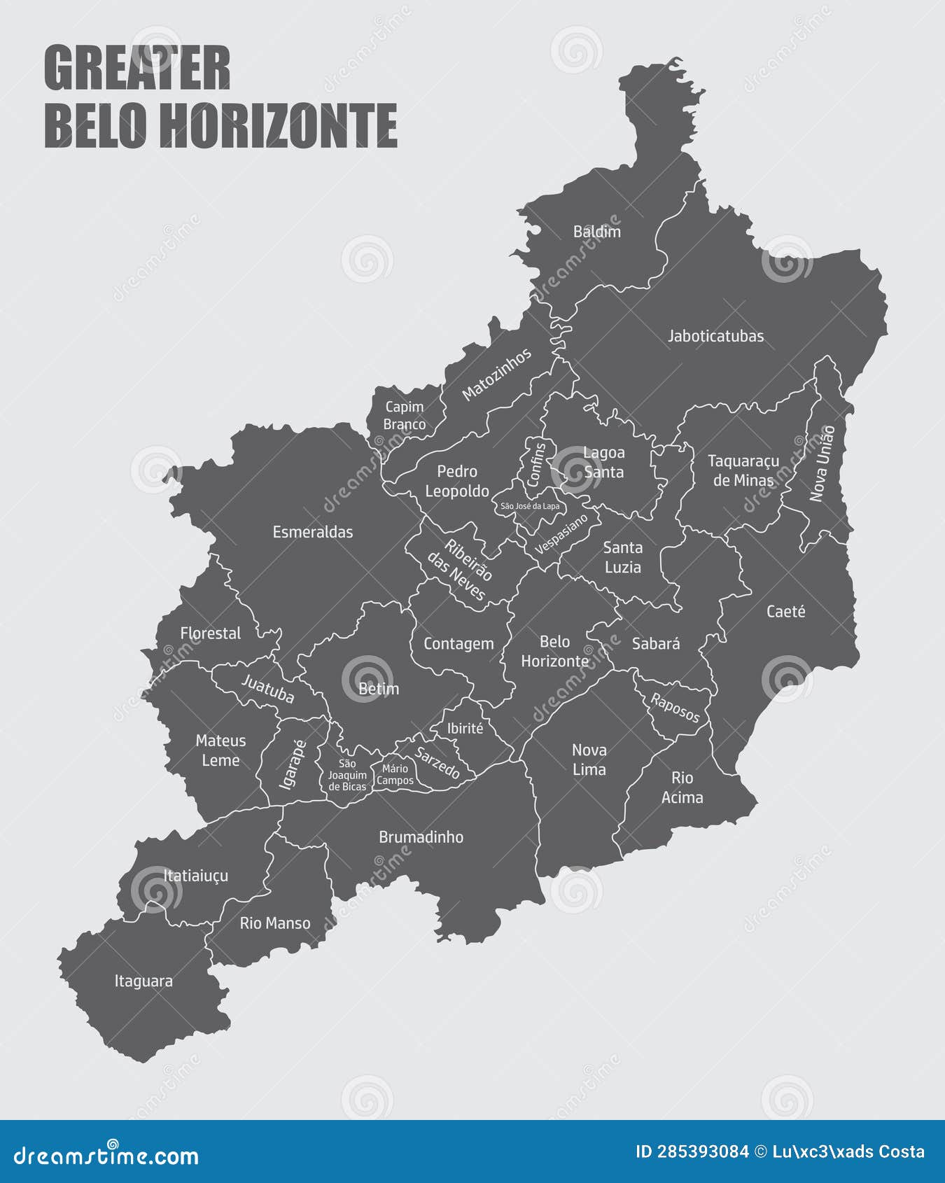 Greater Belo Horizonte Administrative Map Stock Illustration ... Greater Belo Horizonte Administrative Map Stock Illustration ...