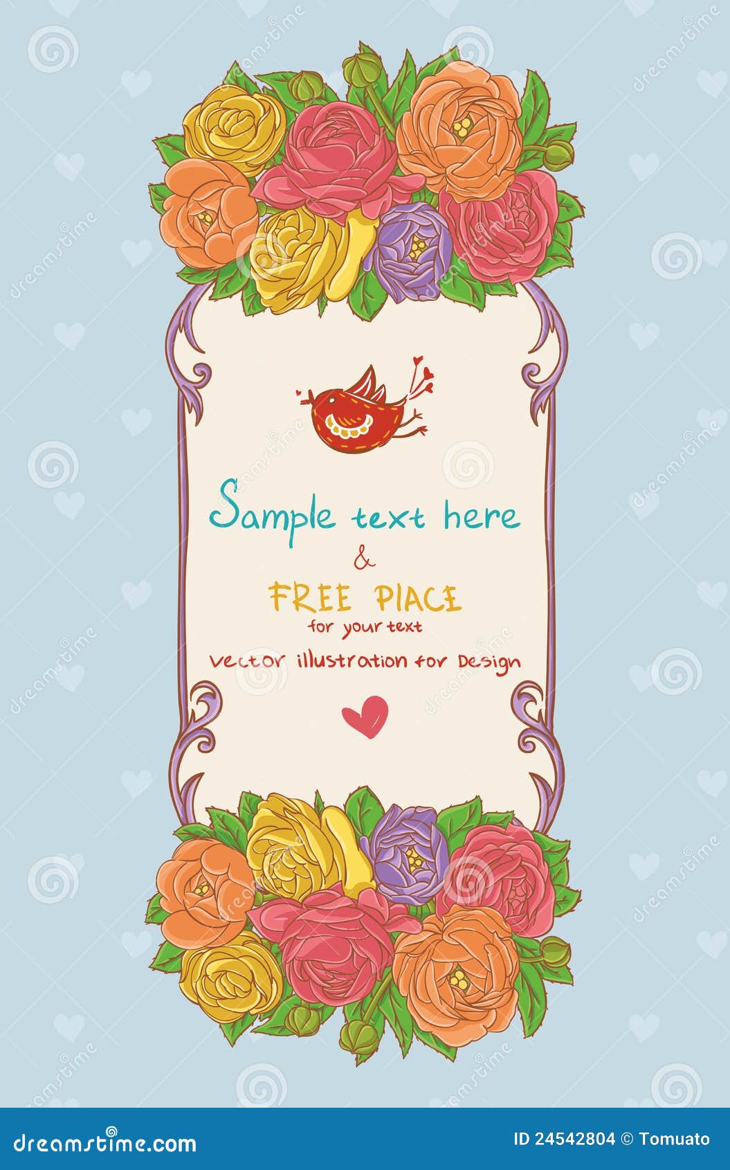 Greating card with flowers stock vector. Illustration of flower - 24542804