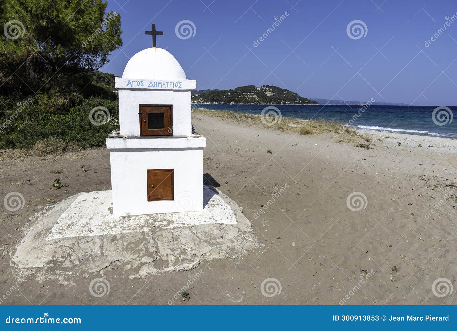 Grece, Possidi, Small White Chapel on Possidi Beach. Stock Image ...