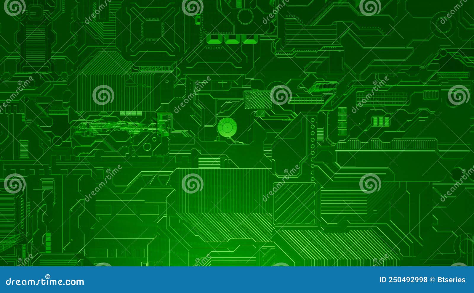 Greeble Green Machine DataAbstract Pattern Background 3D Illustration ...