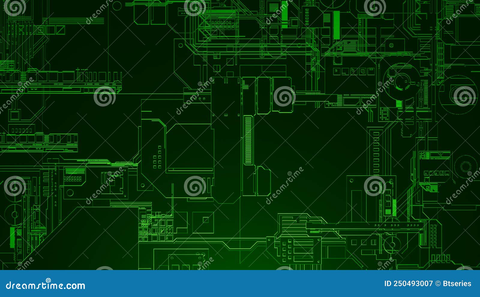 Greeble Green Machine DataAbstract Pattern Background 3D Illustration ...