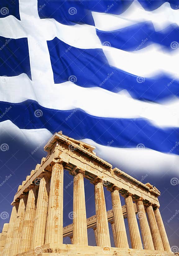 Greece - Acropolis - Athens - Flag Stock Image - Image of travel ...