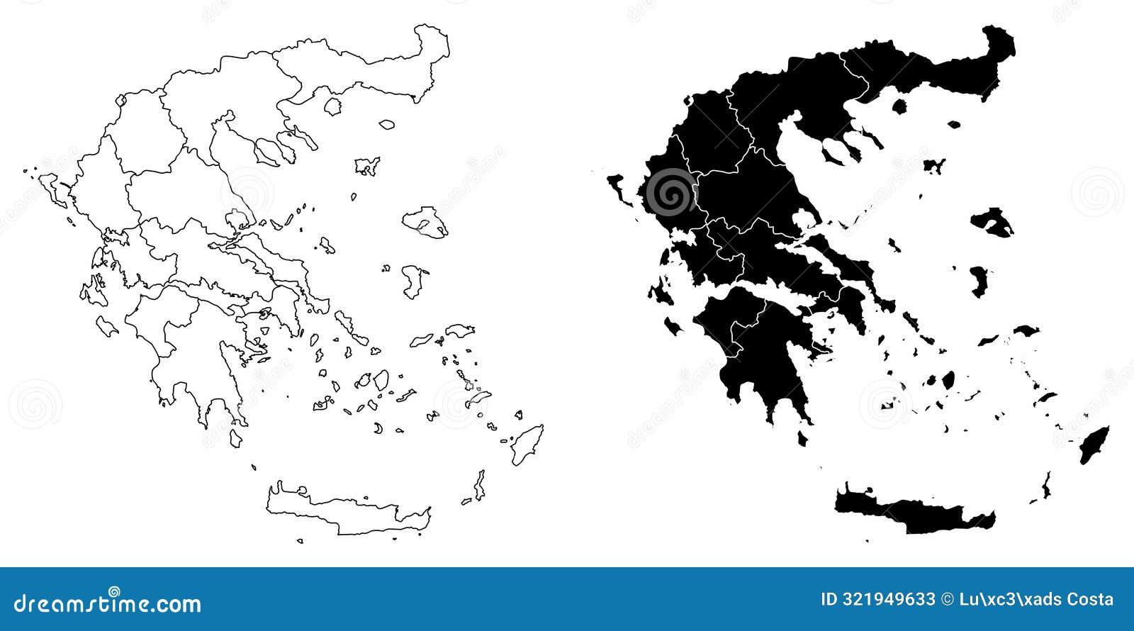Greece administrative maps stock vector. Illustration of icon - 321949633