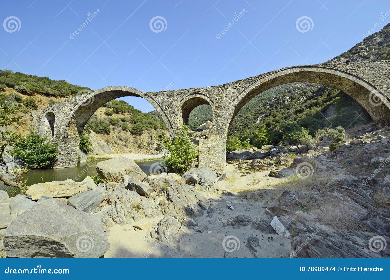 Greece, ancient bridge stock photo. Image of horizontal - 78989474