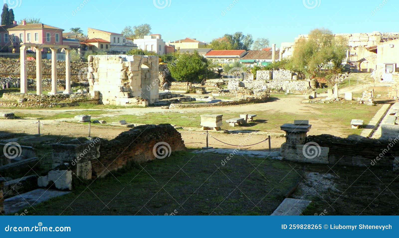 Greece, Athens, Hadrian S Library, Ruins of an Ancient Library Stock ...