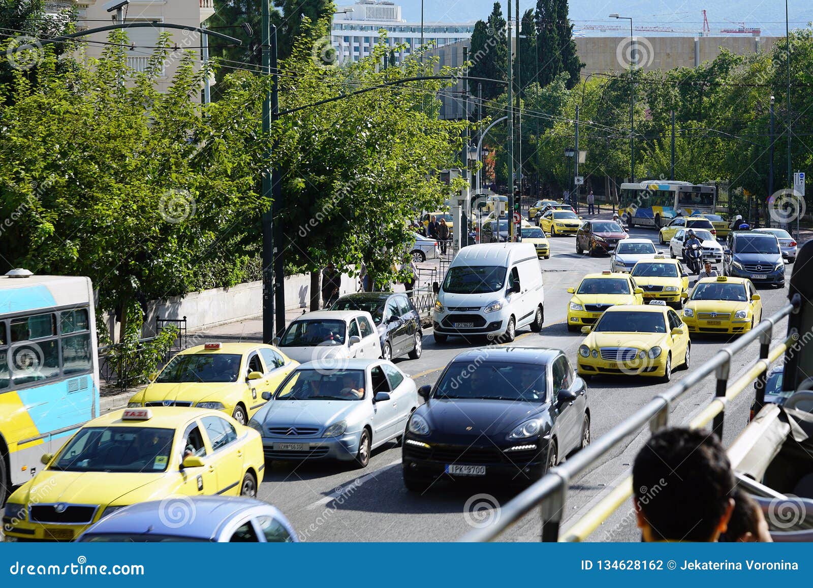 GREECE, ATHENS - OCTOBER 05 OCTOBER 05 2018 Traffic Jam on the Streets ...