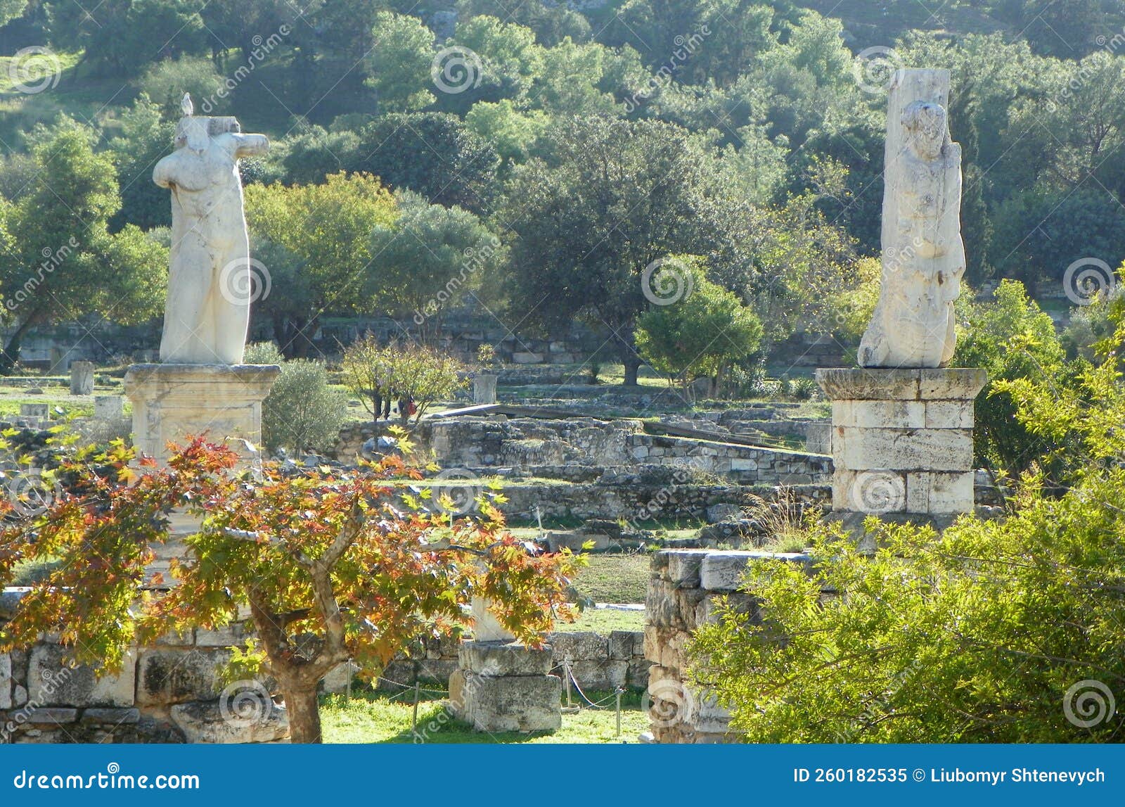 Greece, Athens, Odeon of Agrippa Statues in Ancient Agora Editorial ...