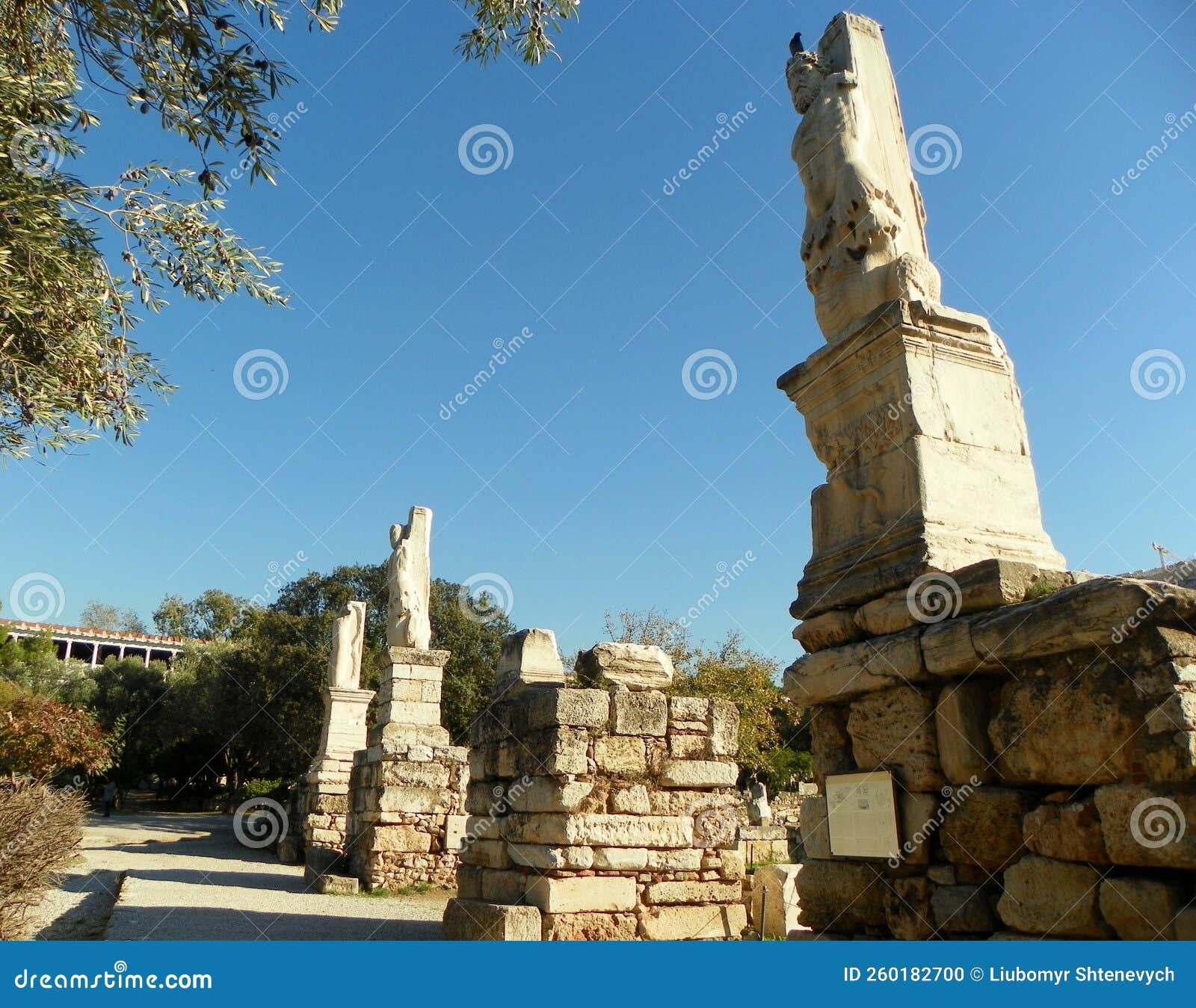 Greece, Athens, Odeon of Agrippa Statues in Ancient Agora Editorial ...