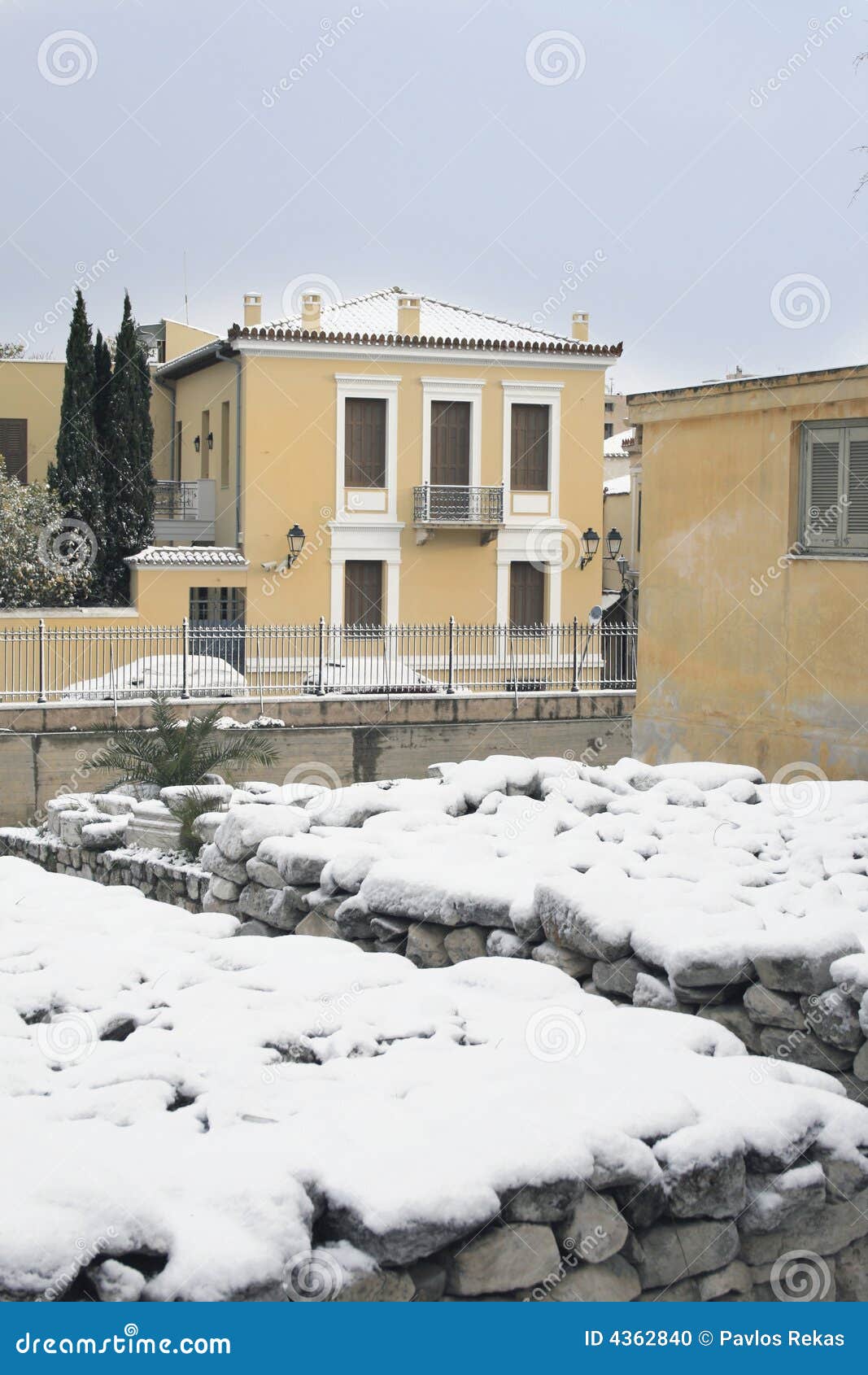 Greece - Athens Snow Storm stock photo. Image of greek - 4362840