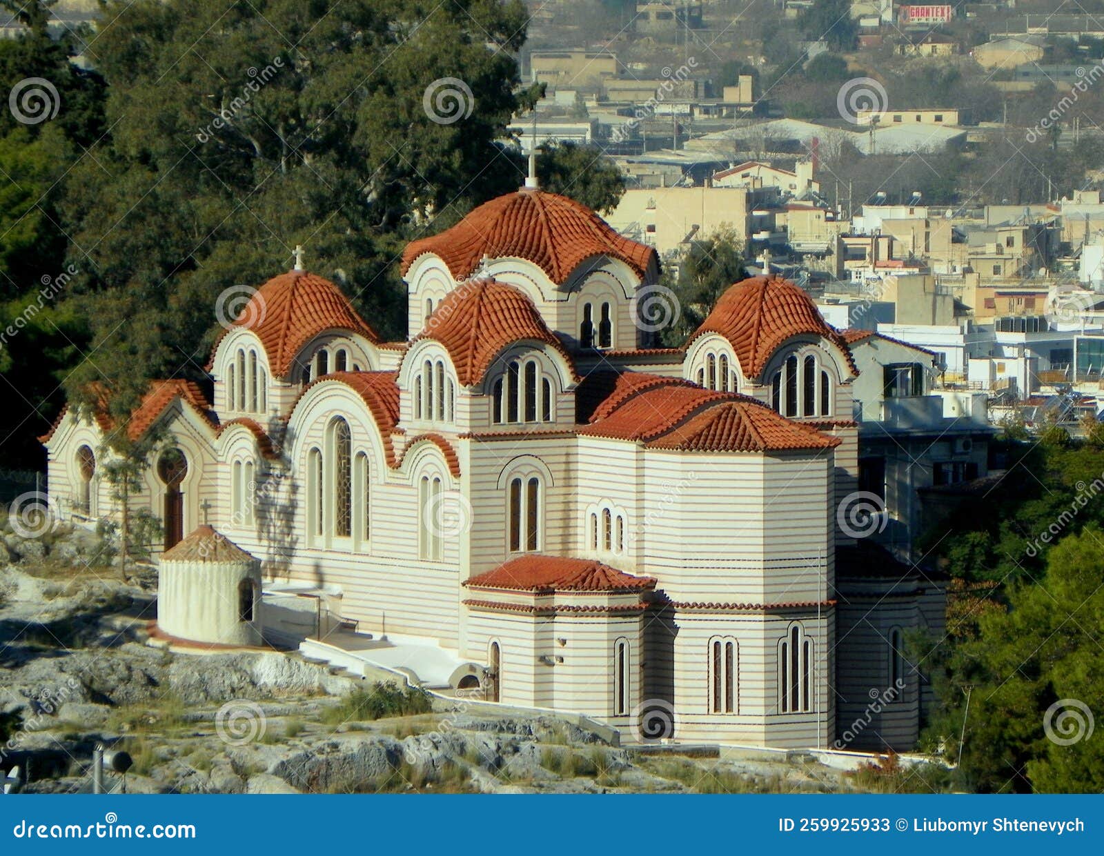 Greece, Athens, View of the Orthodox Temple from the Acropolis Stock ...