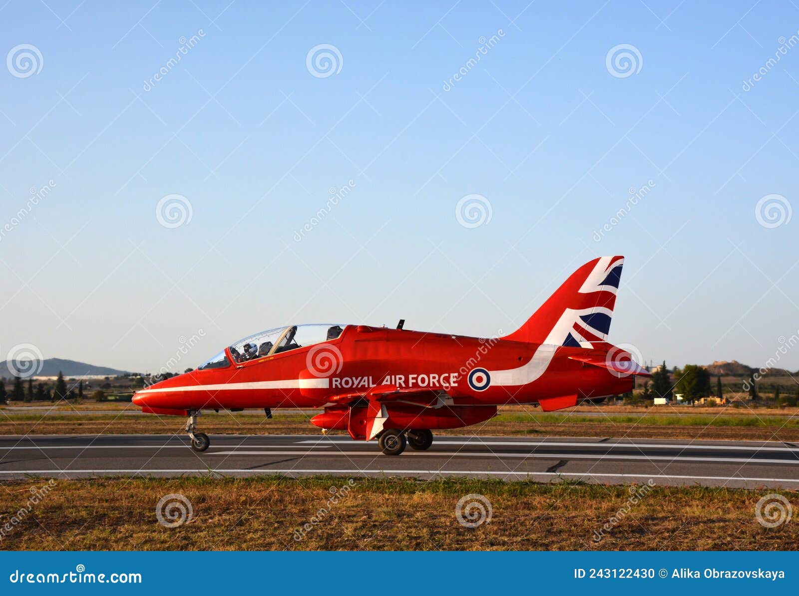 Greece. August 2017: Red Military Fighter Planes Stand on the Runway in ...