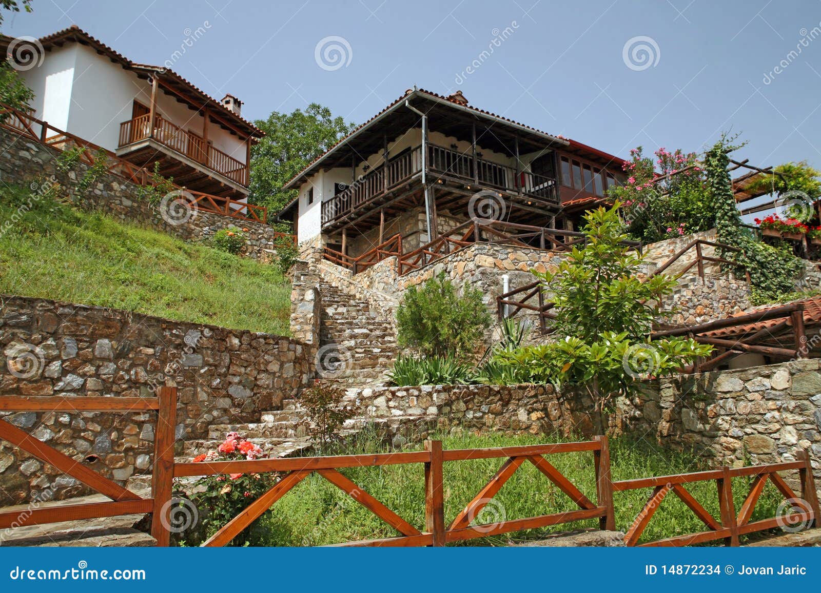 Greece - Balkan Architecture Stock Photo - Image of village ...