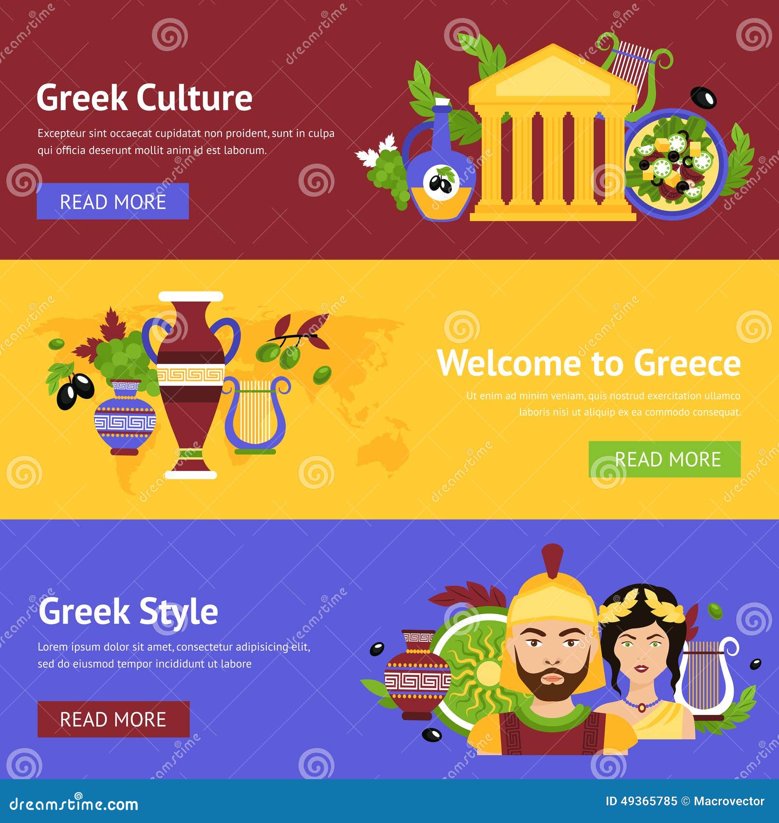 Greece banner set stock vector. Illustration of greece - 49365785 Greece banner set stock vector. Illustration of greece - 49365785