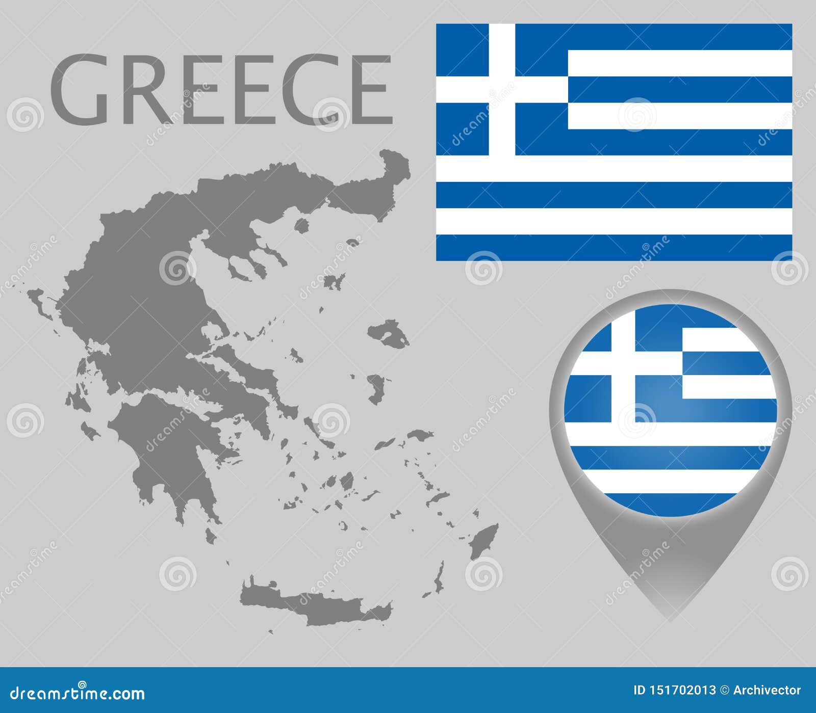 Blank Map Of Greece. Departments Of Greece Map. High Detailed Gray ...