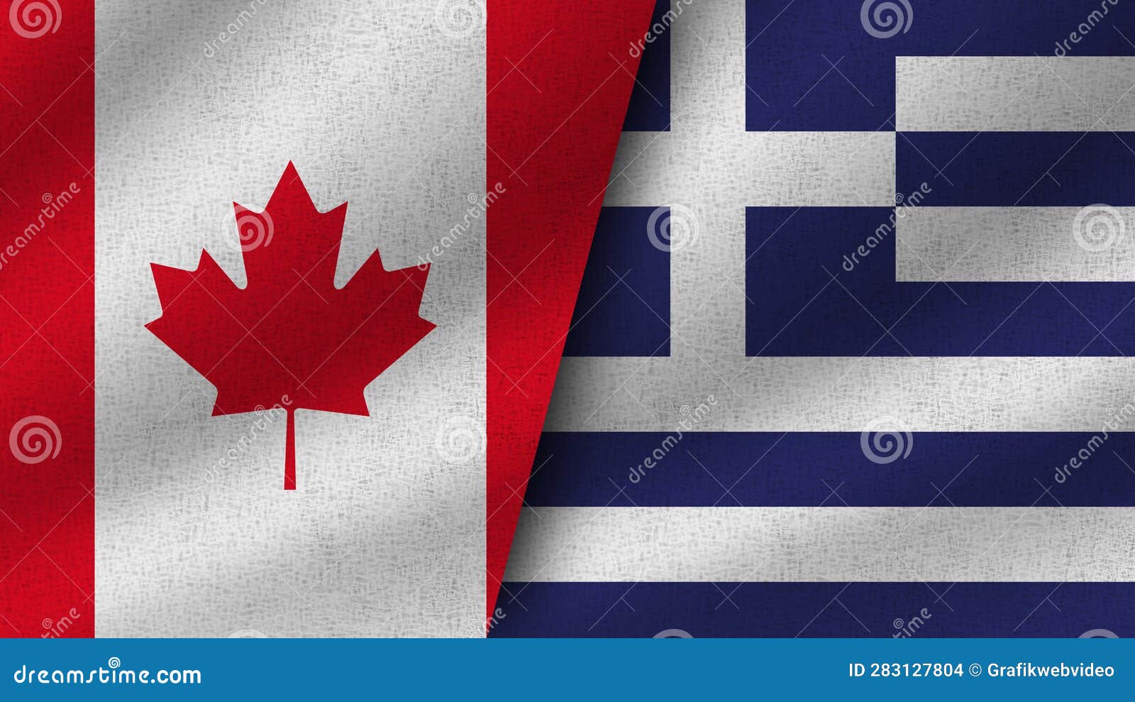 Greece and Canada Realistic Two Flags Together Stock Illustration ...