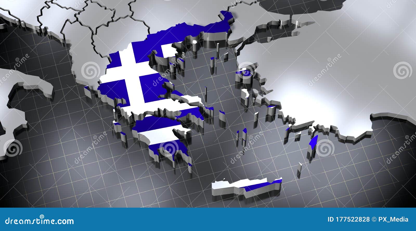 Greece - Country Borders and Flag Stock Illustration - Illustration of ...