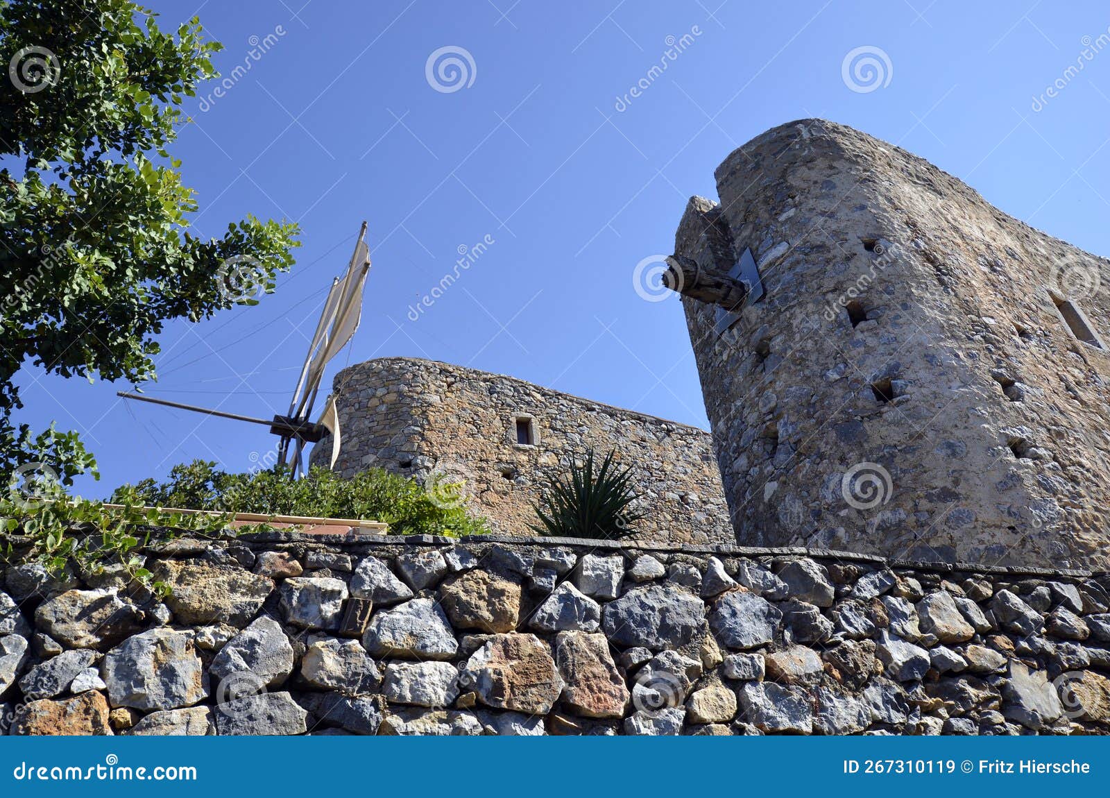 Greece, Crete, Nikithianos Windmill Stock Image - Image of greece ...