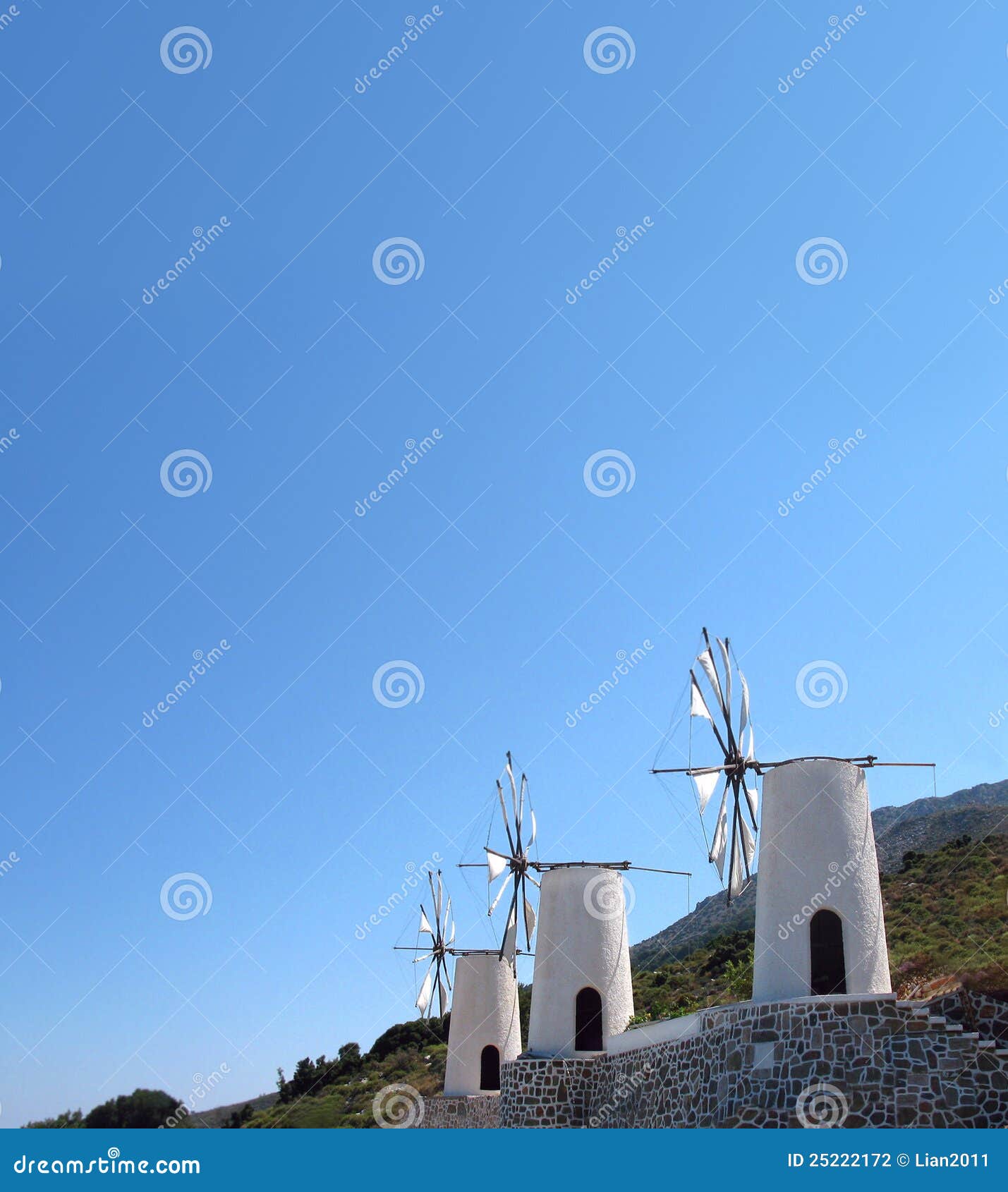 Greece, Crete, Windmills on the East of Island Stock Photo - Image of ...