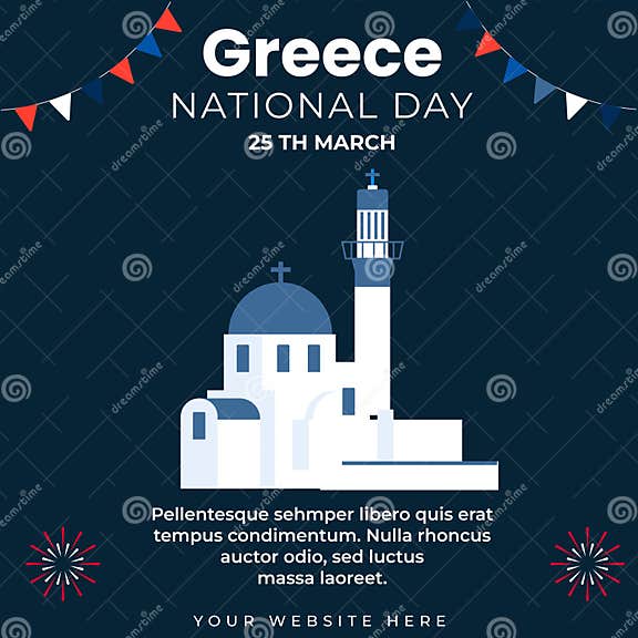 Greece National Day Social Media Post Template Design. Celebration of ...