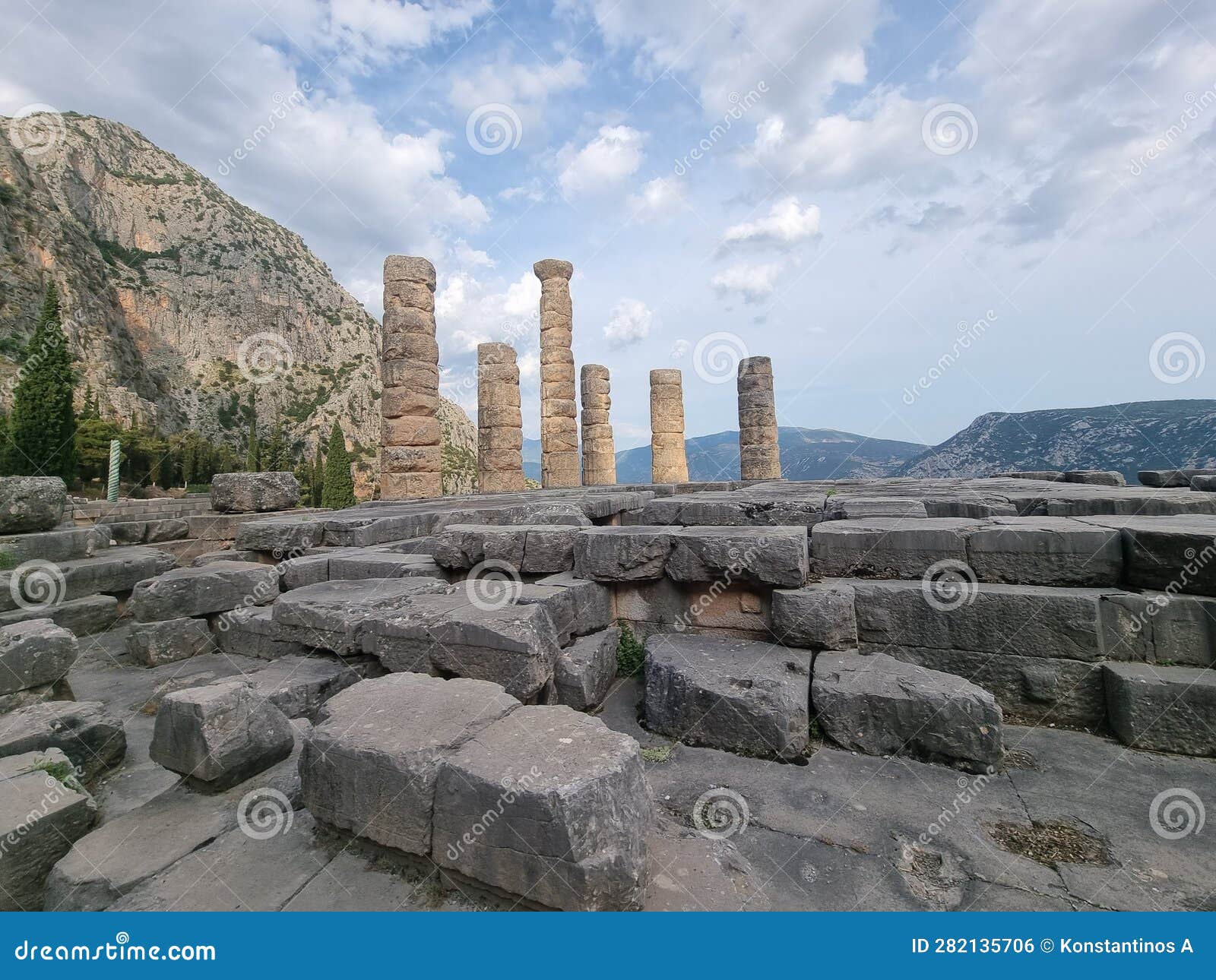 Greece Delphi Appolo Temple Columns Ancient Stock Photo - Image of ...