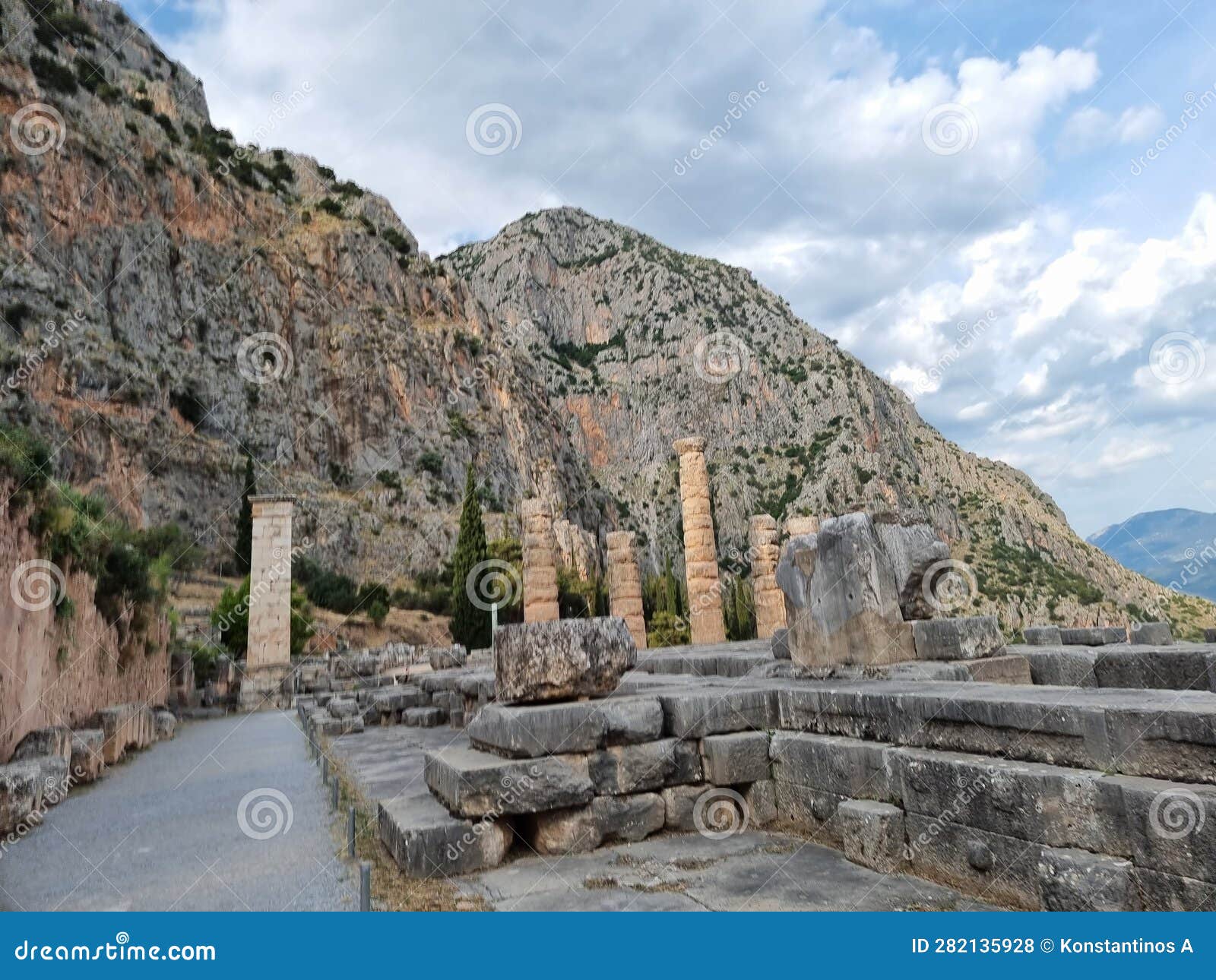 Greece Delphi Appolo Temple Columns Ancient Stock Photo - Image of ...