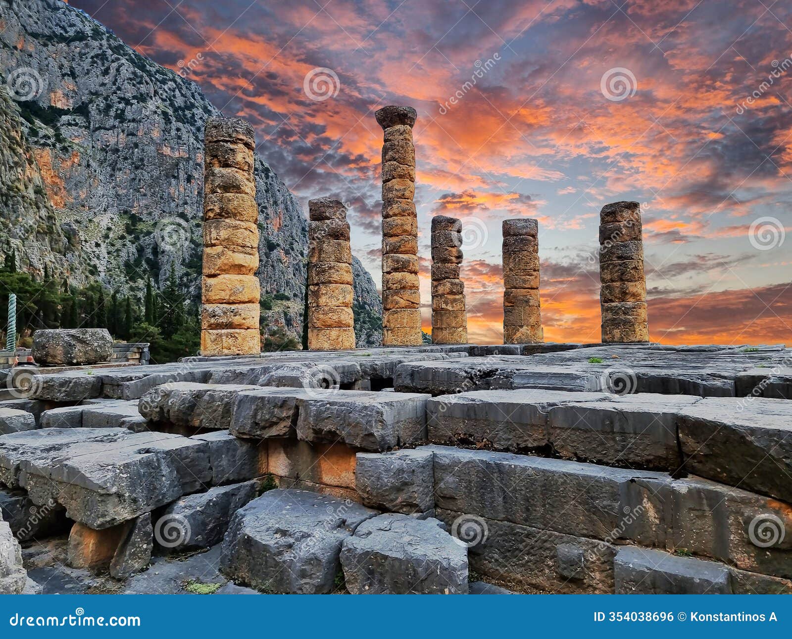 Greece Delphi Appolo Temple Columns Ancient Stock Photo - Image of ...