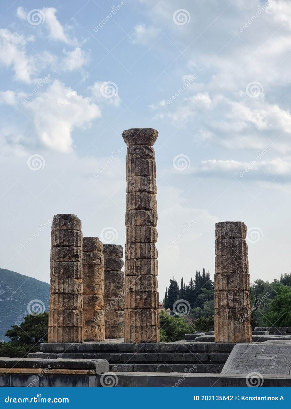 Greece Delphi Appolo Temple Columns Ancient Stock Photo - Image of ...