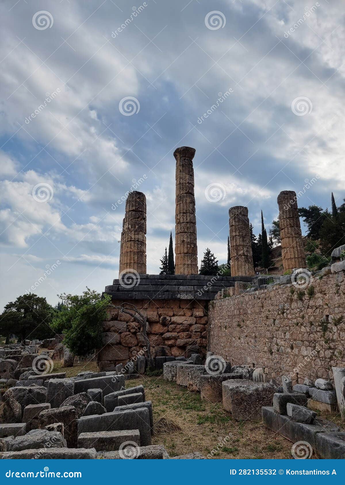 Greece Delphi Appolo Temple Columns Ancient Stock Photo - Image of ...