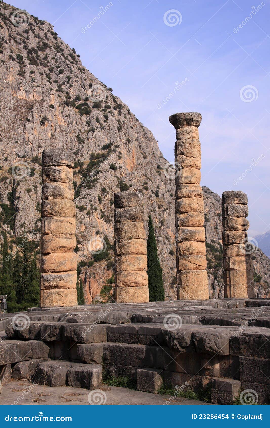 Greece Delphi Pillars of Temple of Apollo Stock Photo - Image of unesco ...
