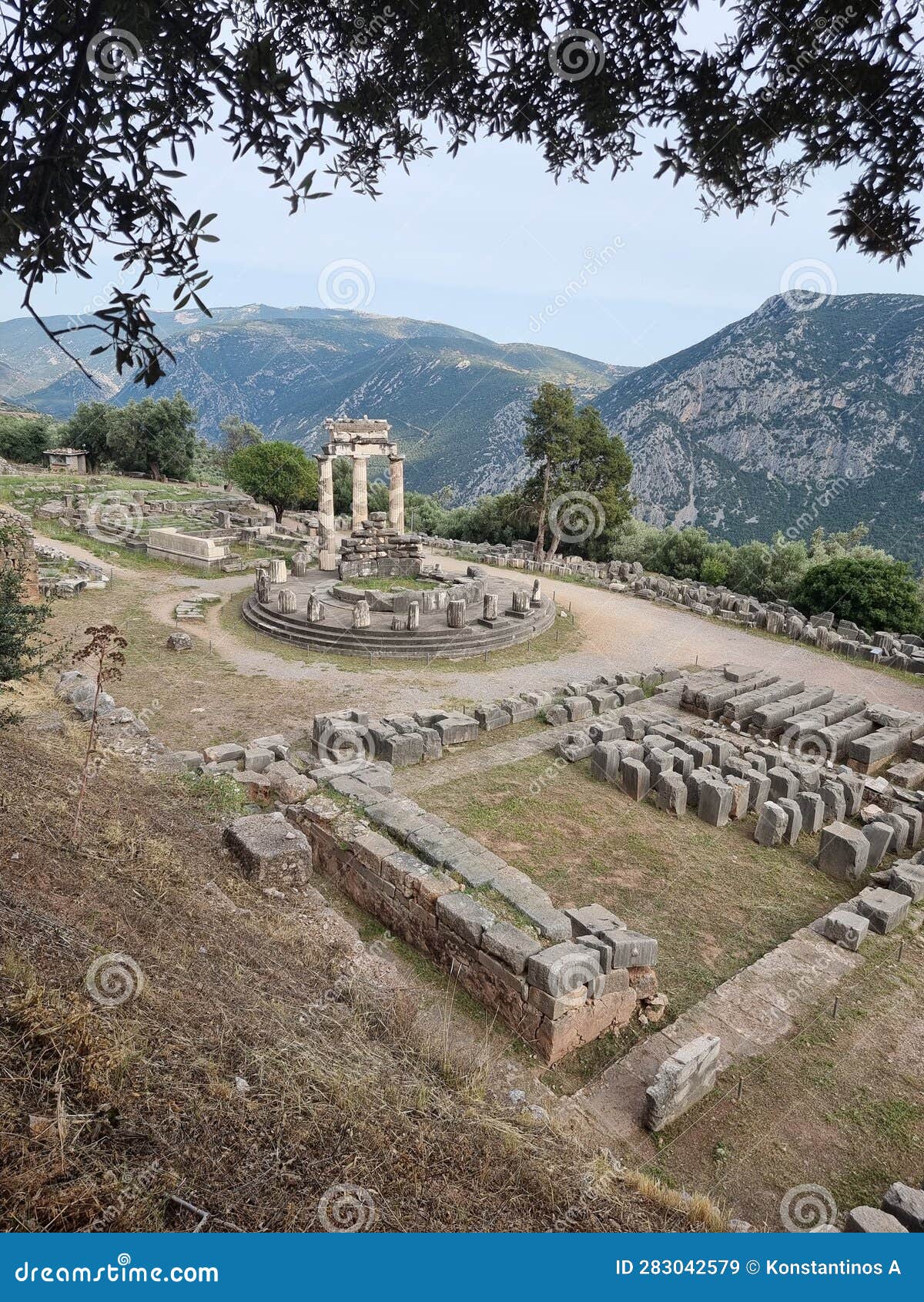 Greece Delphi Temple of Athena Pronaia and Tholos Ancient Delphi ...