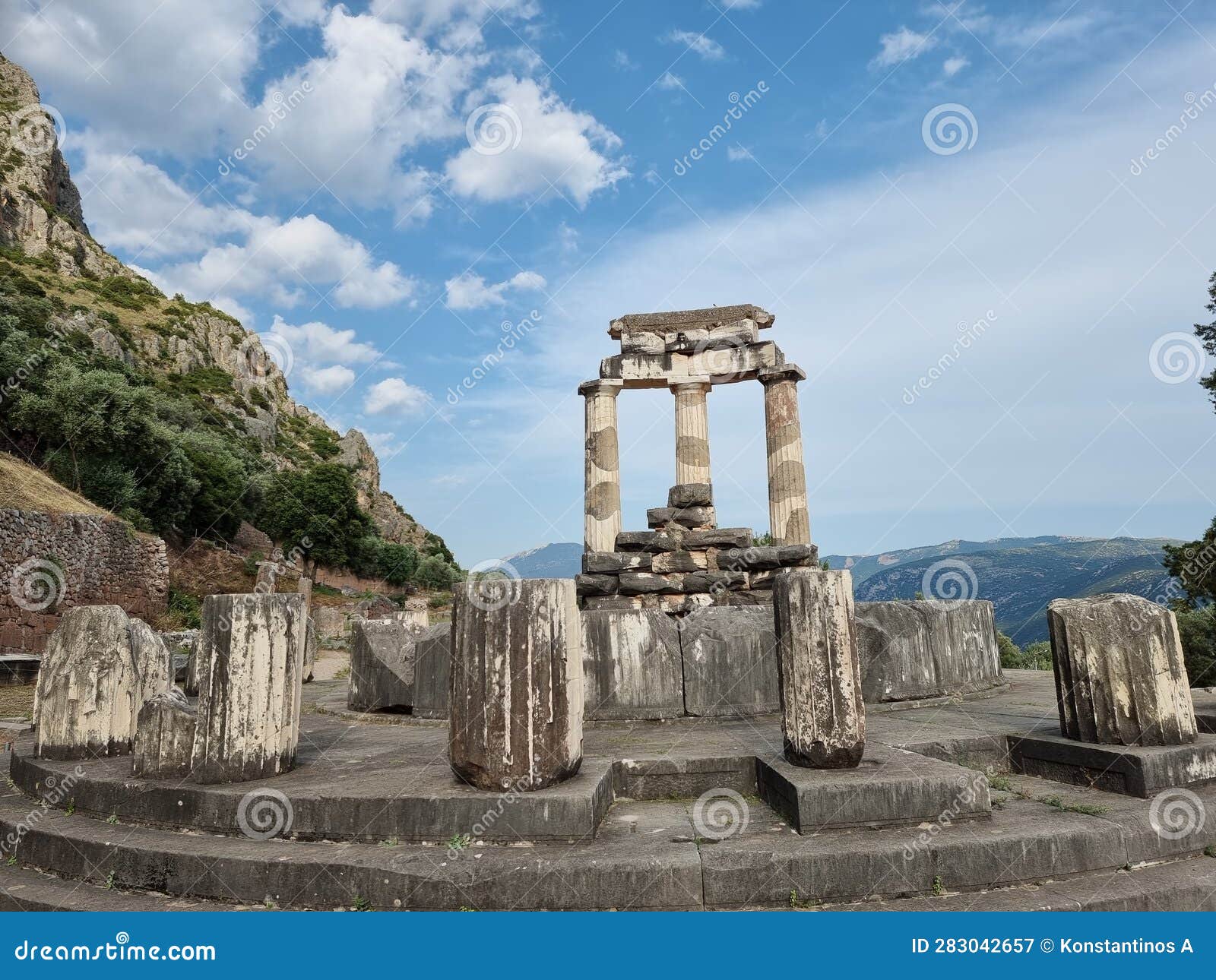 Greece Delphi Temple of Athena Pronaia and Tholos Ancient Delphi ...