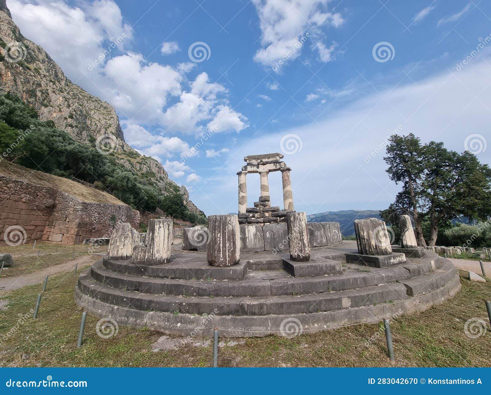 Greece Delphi Temple of Athena Pronaia and Tholos Ancient Delphi ...