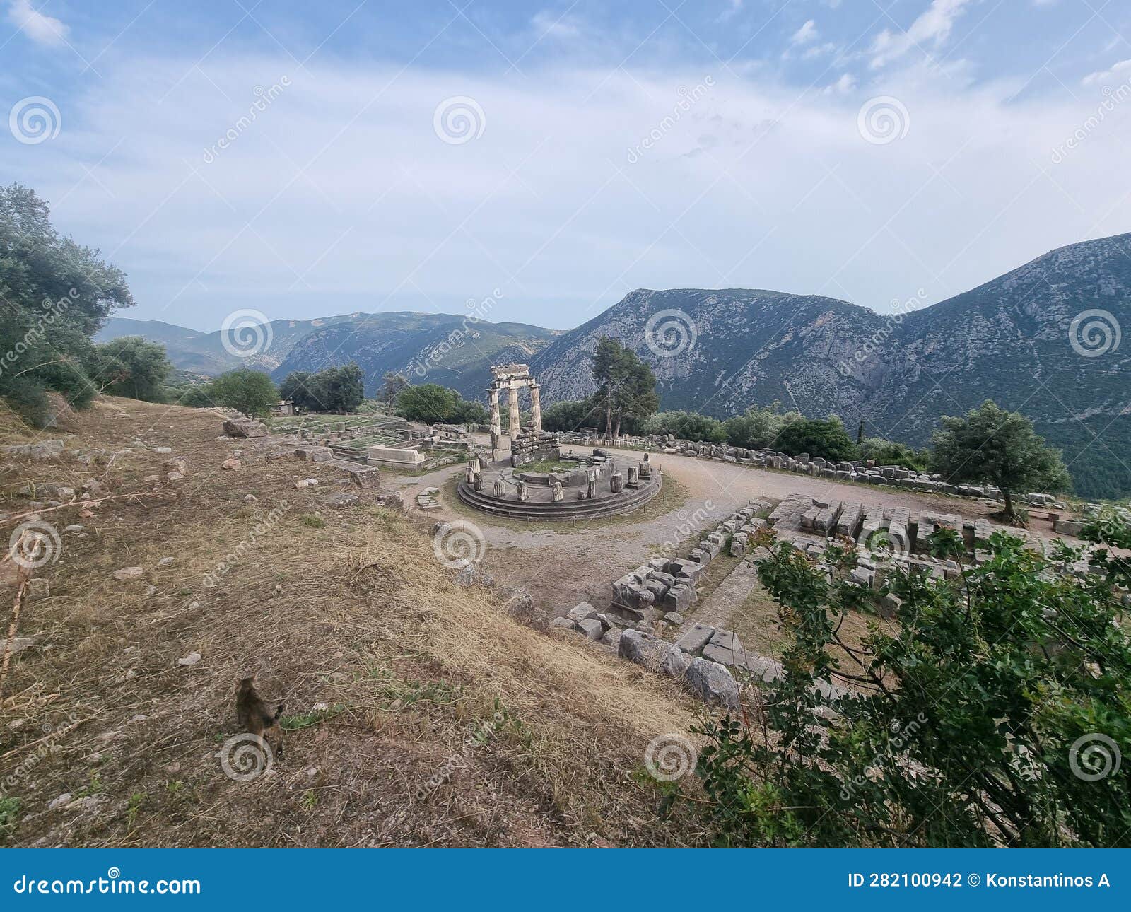 Greece Delphi Temple of Athena Pronaia and Tholos Ancient Delphi ...
