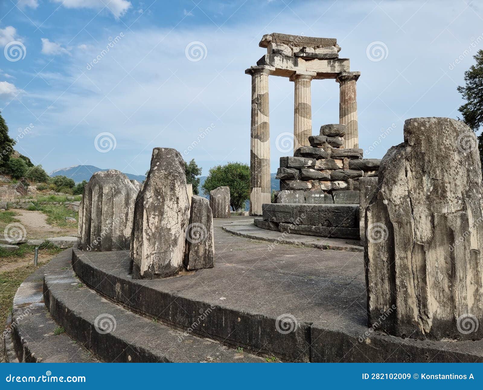 Greece Delphi Temple of Athena Pronaia and Tholos Ancient Delphi ...